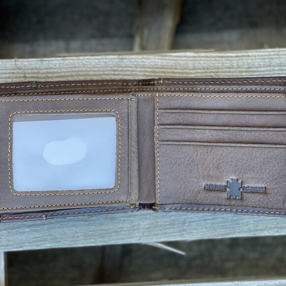 Accessories | Embossed Rooster In Coffee Brown Leather With Turquoise ...